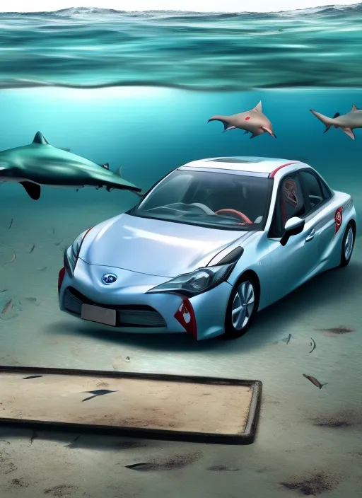A Toyota car swimming in the sea... | Image by CapableBonobo
