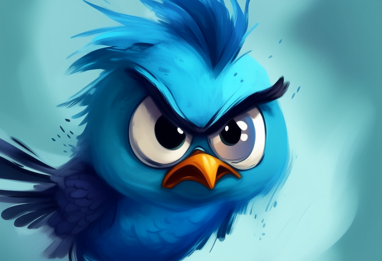 An angry cartoon blue Twitter... | Image by TenaciousIllusionist