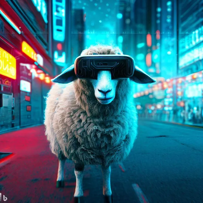a sheep wearing a virtual... | Image by EqualGravity
